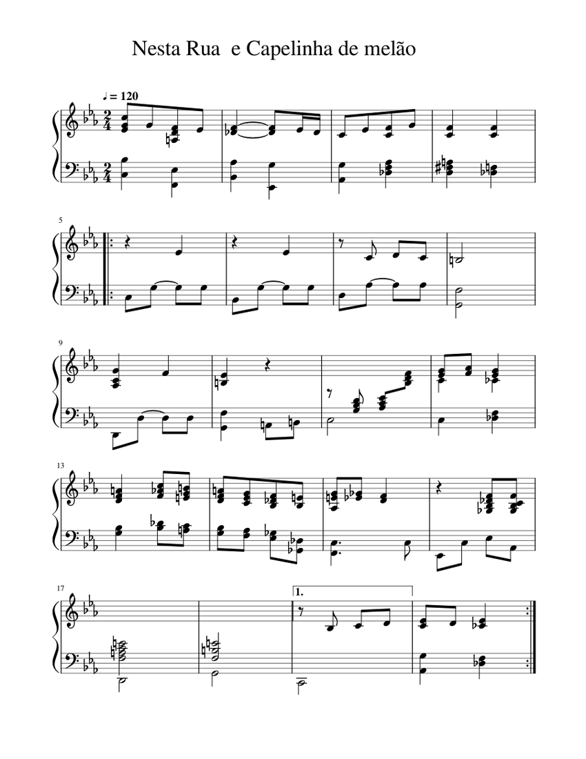Nesta Rua corrigida de verdade Sheet music for Piano (Solo) | Musescore.com