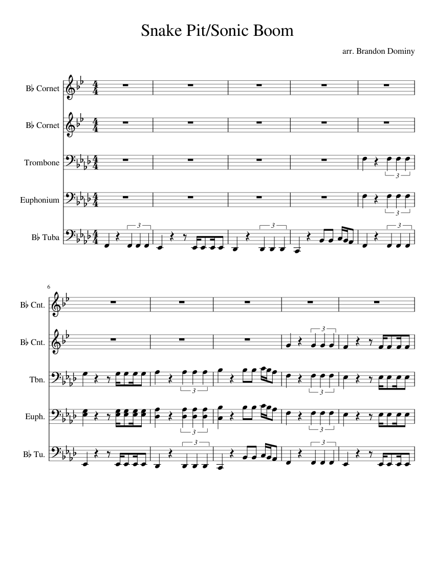 Snake Pit/Sonic Boom Sheet music for Trombone, Cornet, Euphonium, Tuba ...