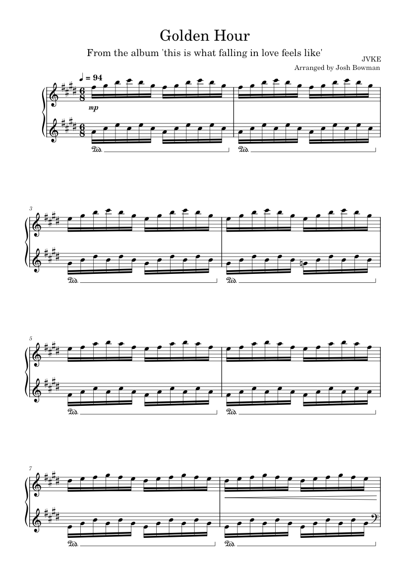 Golden Hour - JVKE Sheet Music for Piano (Solo) | MuseScore.com