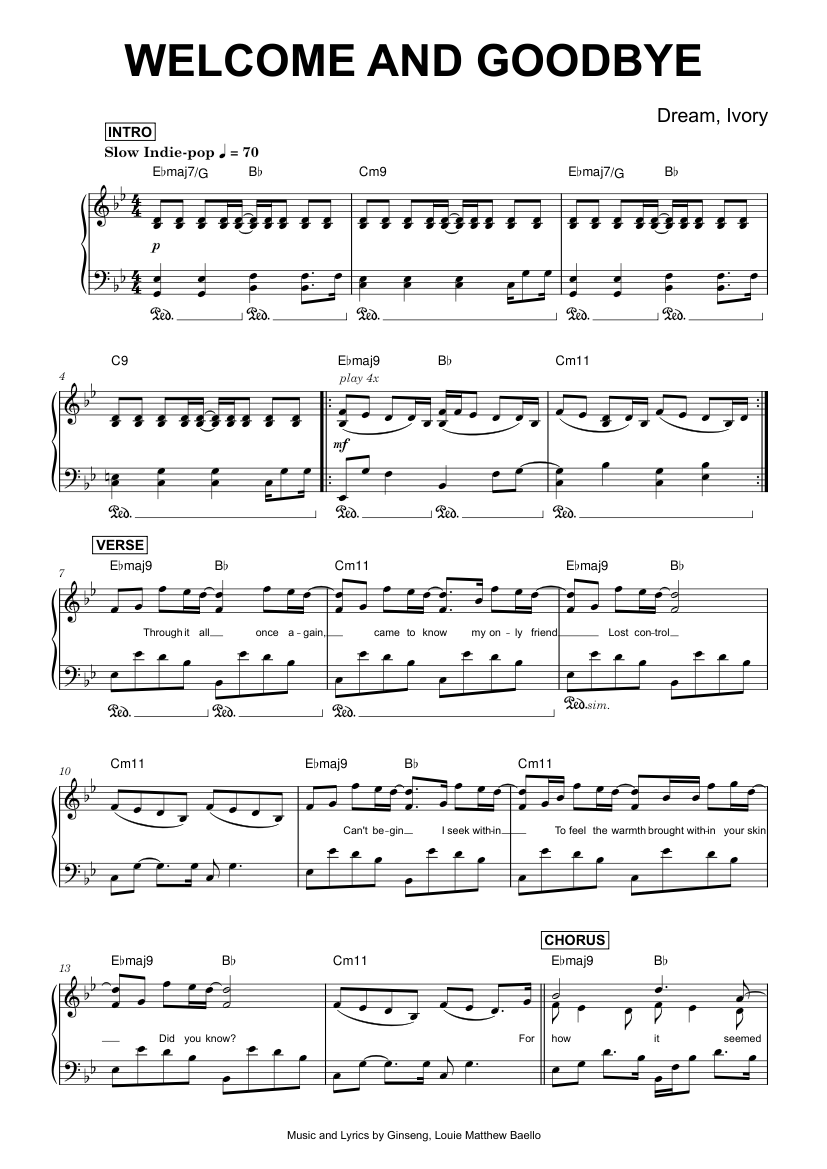 Play Official version of Welcome and goodbye Sheet Music by ivory dream ...