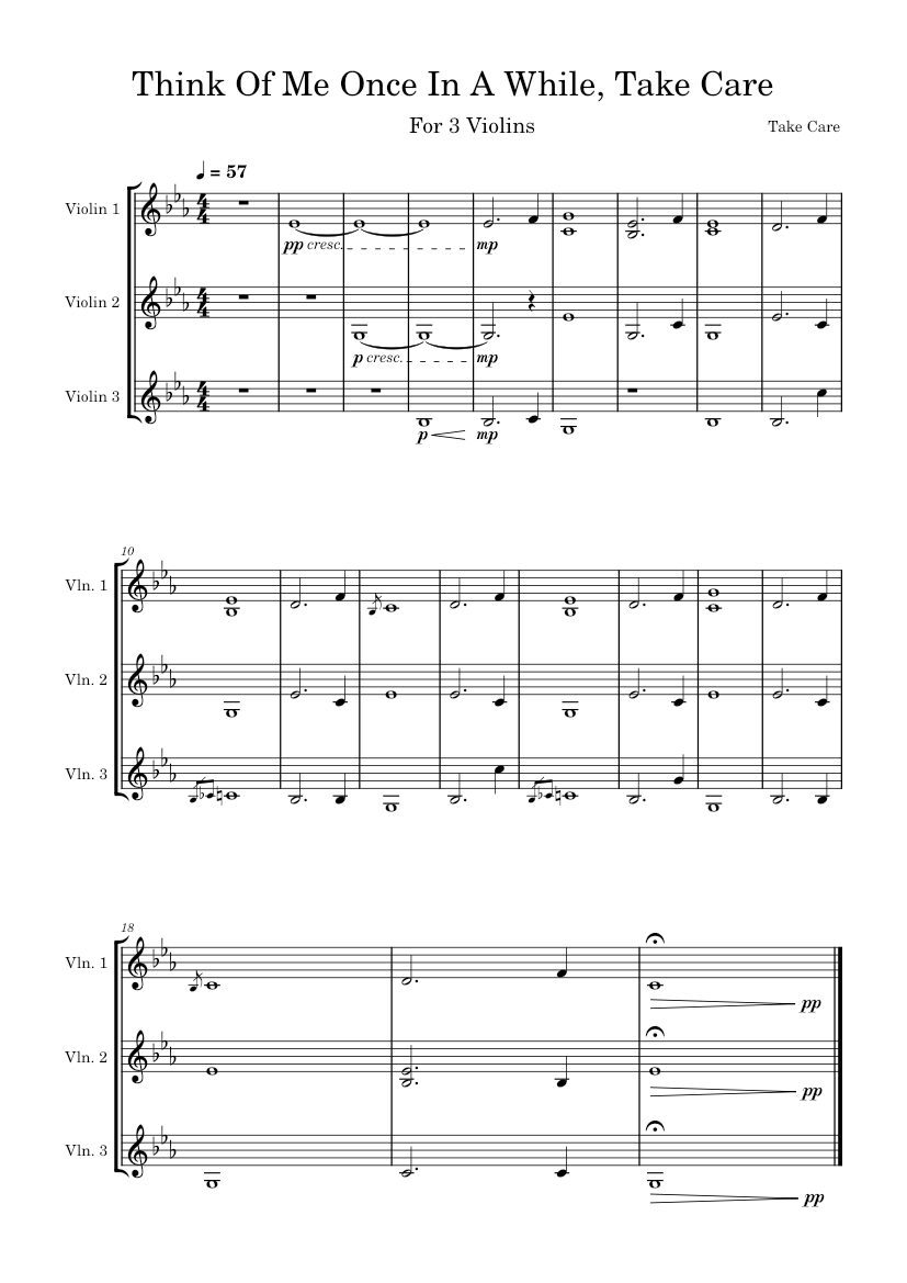 Think Of Me Once In A While, Take Care – Take Care Sheet Music for ...