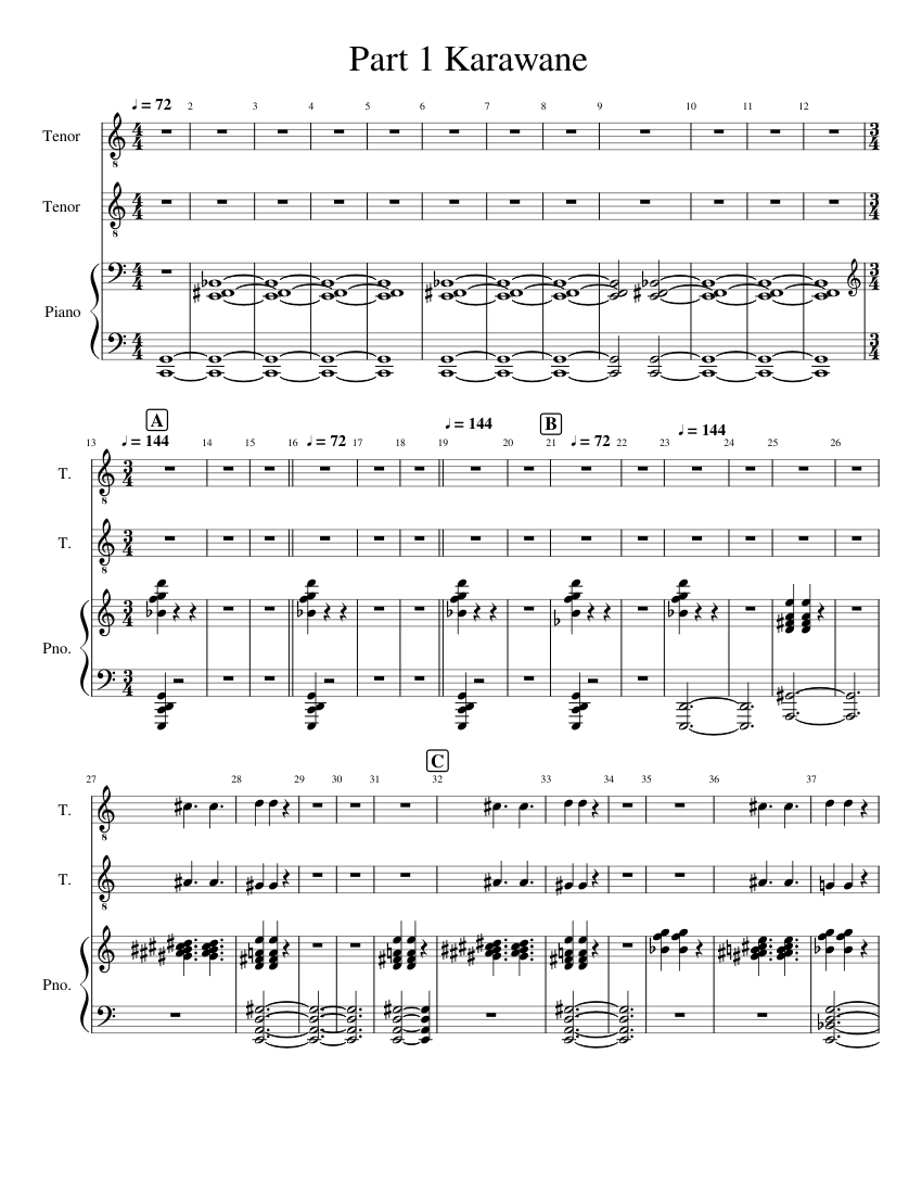 Part 1 Karawane Tenor 2 Sheet music for Piano, Tenor (Choral ...