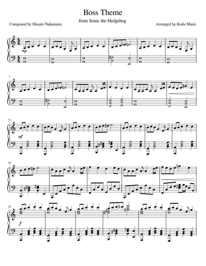 Sonic the Hedgehog: Dr. Eggman Sheet music for Piano (Solo) | Musescore.com