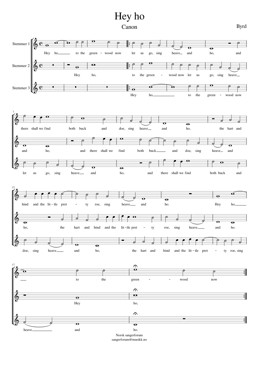 Hey ho Sheet music for Vocals (Choral) | Musescore.com