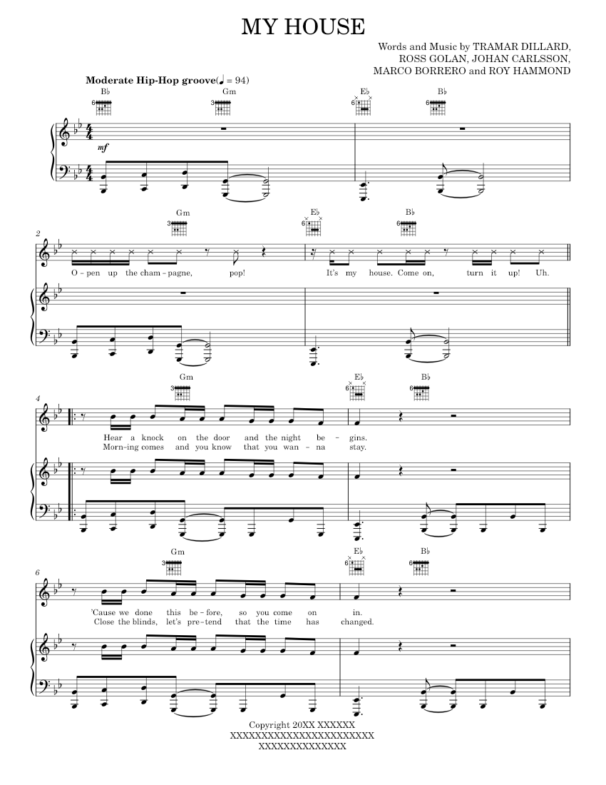Play Official version of My house Sheet Music by Flo Rida for Piano ...