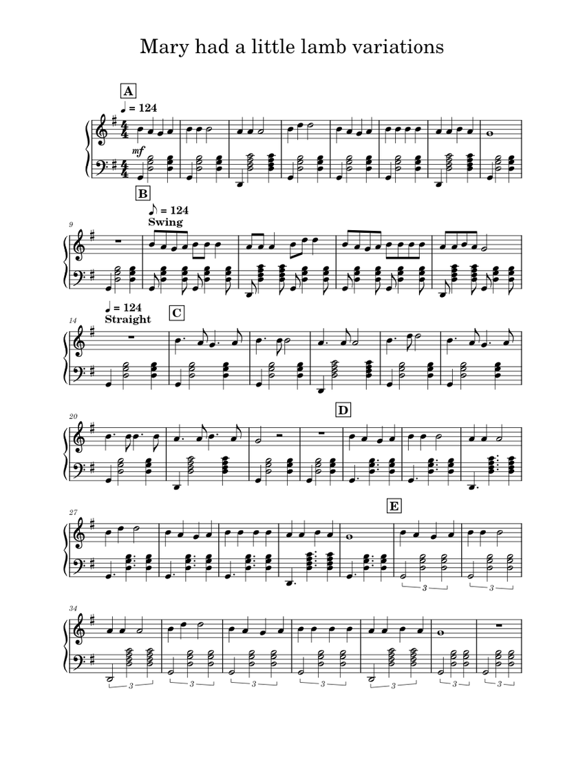 Mary had a little lamb – Misc Traditional Mary had a little lamb Sheet ...