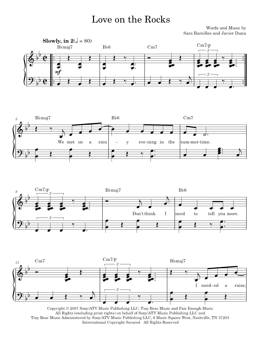 Play Official version of Love on the rocks sheet music by Sara ...