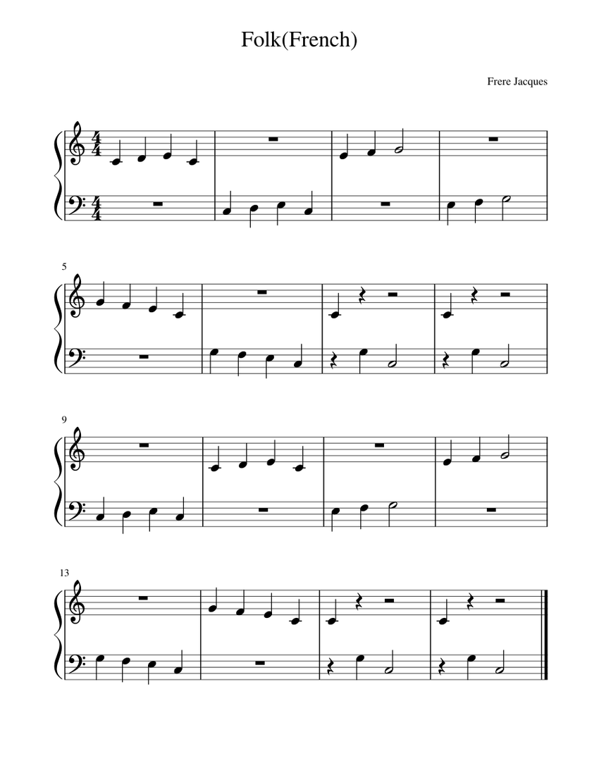 Folk(French) Sheet music for Piano (Solo) Easy | Musescore.com