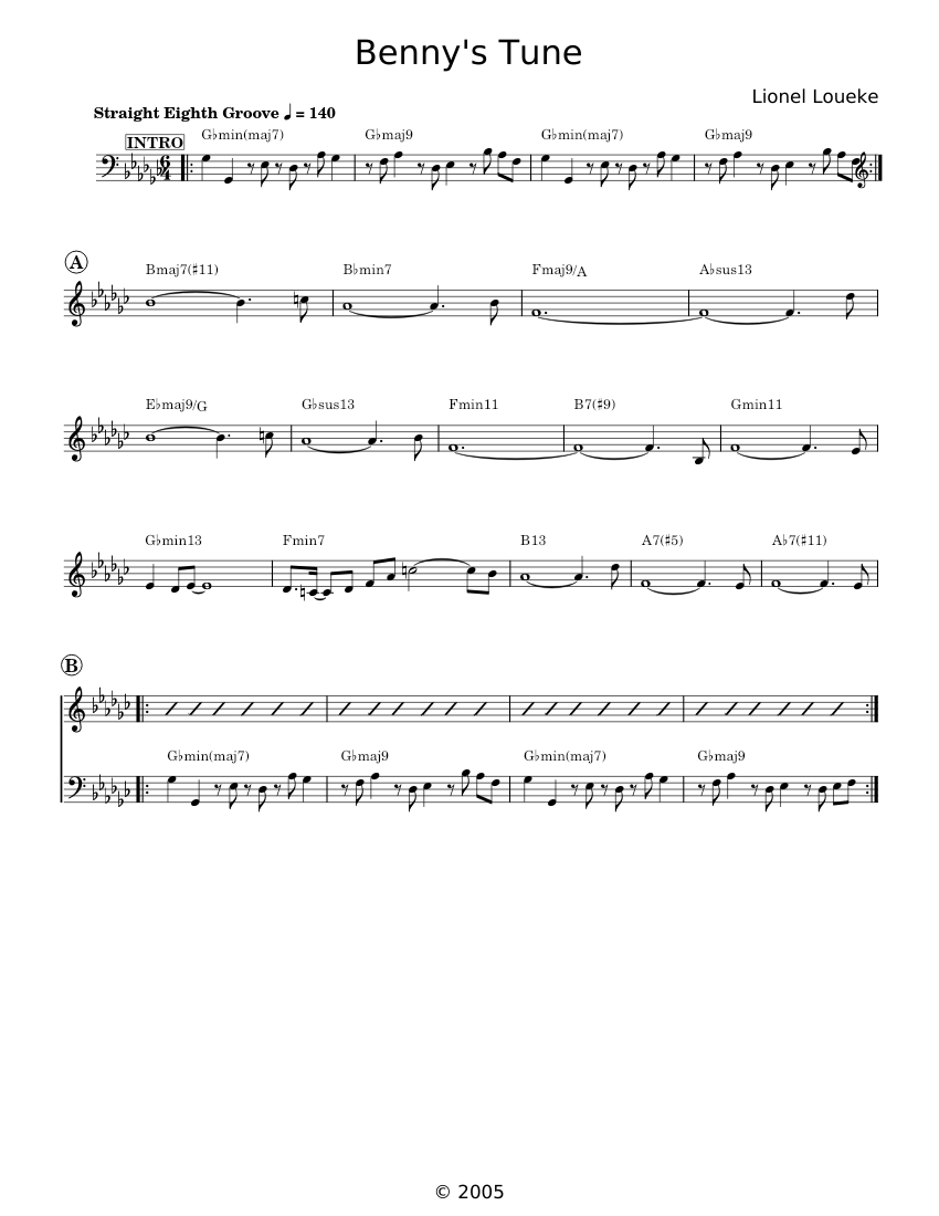 Benny's Tune - Lionel Loueke Sheet Music for Guitar (Mixed Duet ...