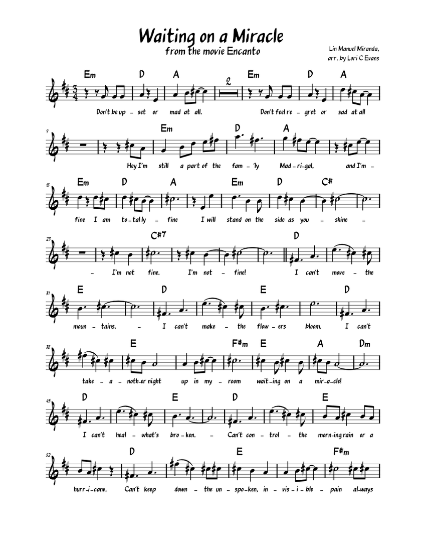 Waiting On A Miracle (from Encanto) – Lin-Manuel Miranda easy piano w ...