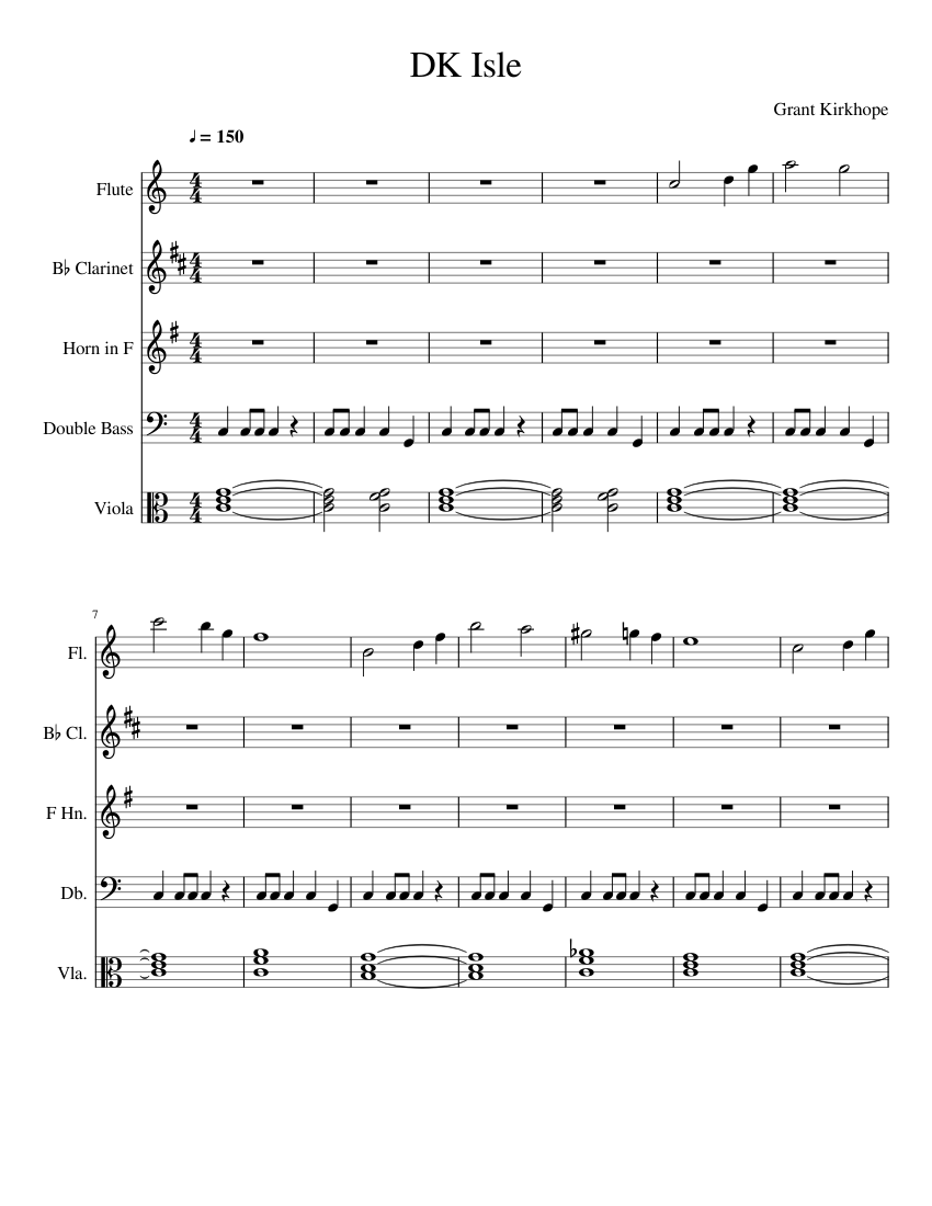 DK Isle Sheet music for Flute, Clarinet in b-flat, French horn ...