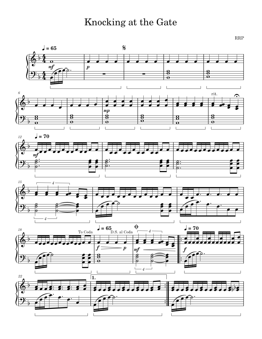 Knocking at the Gate Sheet music for Piano (Solo) Easy | Musescore.com