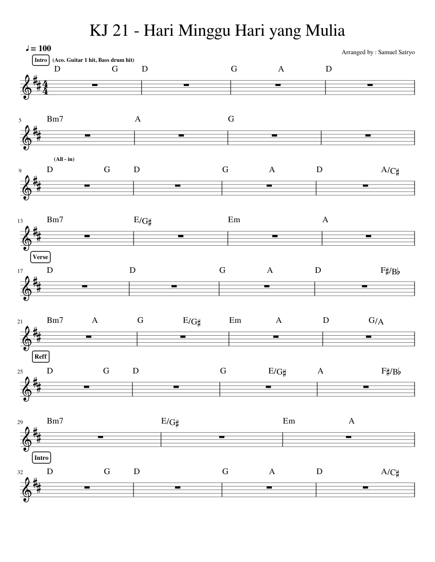 KJ 21 - Hari Minggu Hari yang Mulia Sheet music for Piano (Solo ...