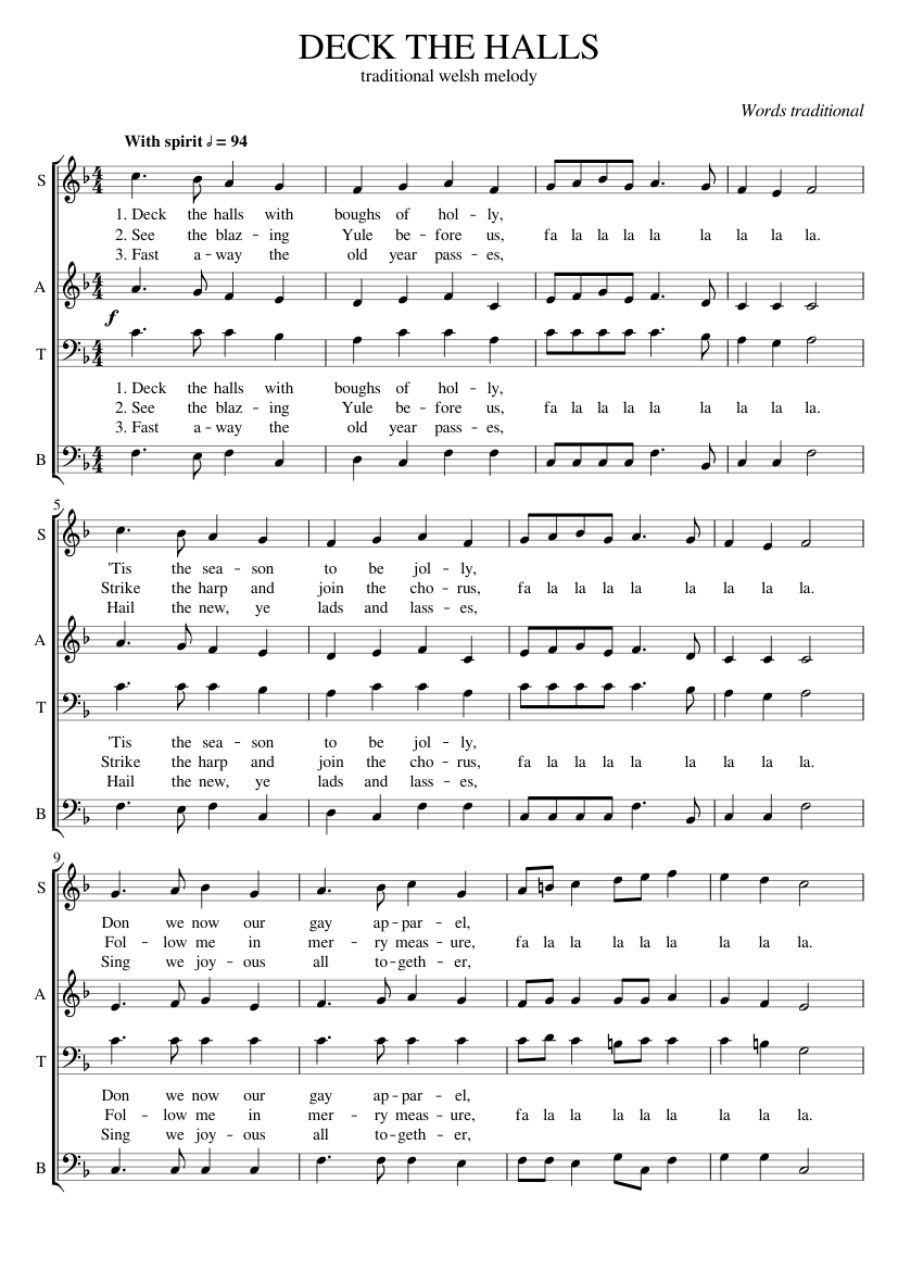 Deck the halls – Misc Christmas Deck the halls Sheet music for Soprano ...