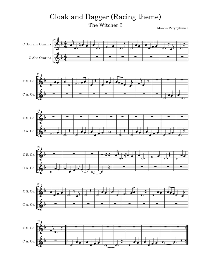 Witcher 3 - Cloak and Dagger (Racing theme) Sheet music for Flute other ...