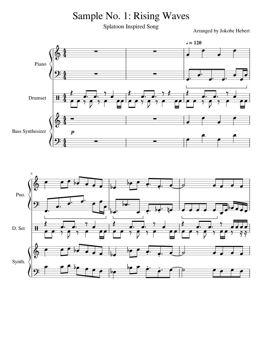 Rising Waves - A Splatoon-Inspired Song Sheet music for Piano, Bass ...