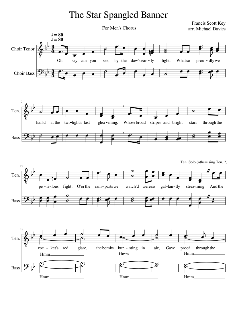 The_Star_Spangled_Banner Sheet music for Bass voice, Vocals (Choral ...