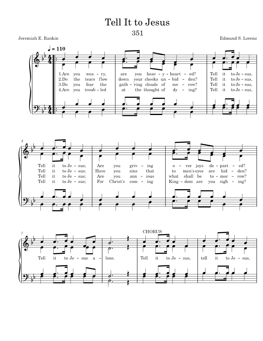 351 Tell It to Jesus Sheet music for Piano (Solo) | Musescore.com