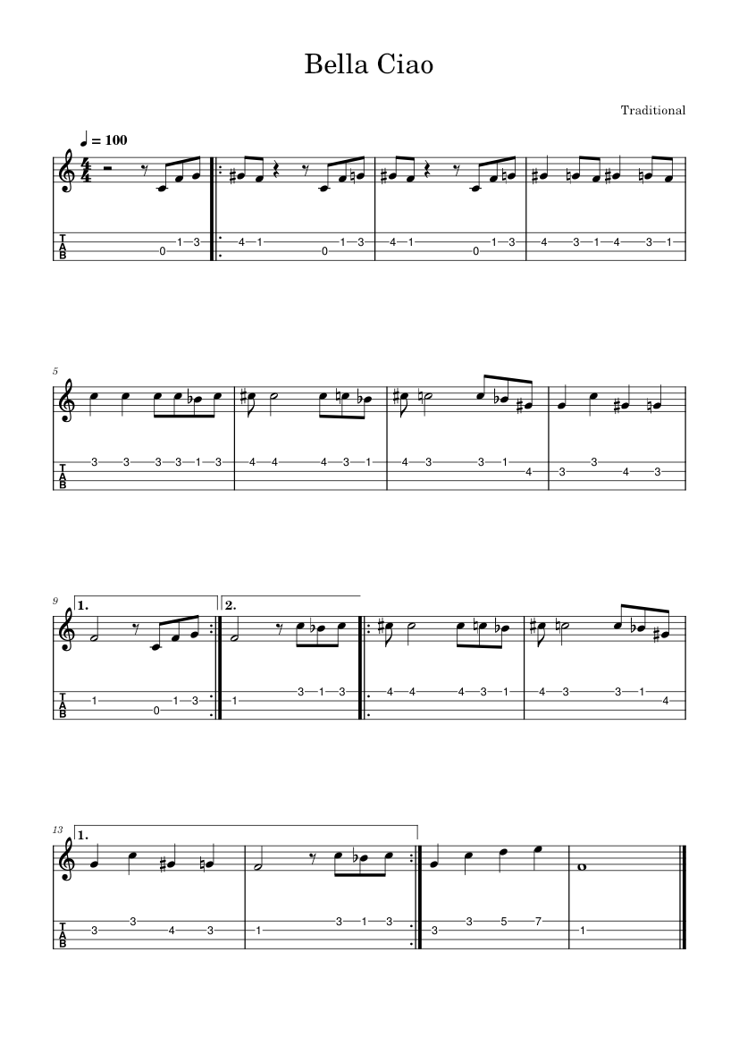 Bella Ciao Sheet music for Ukulele (Solo) | Musescore.com