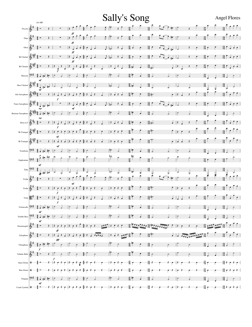 Sally's Song Sheet music for Trombone, Euphonium, Tuba, Flute piccolo & more instruments (Mixed ...