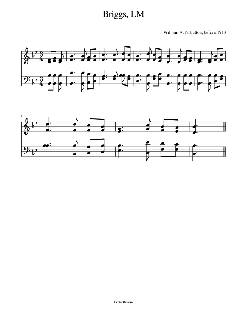 BRIGGS (Tarbutton) - William A. Tarbutton Sheet music for Piano (Piano ...