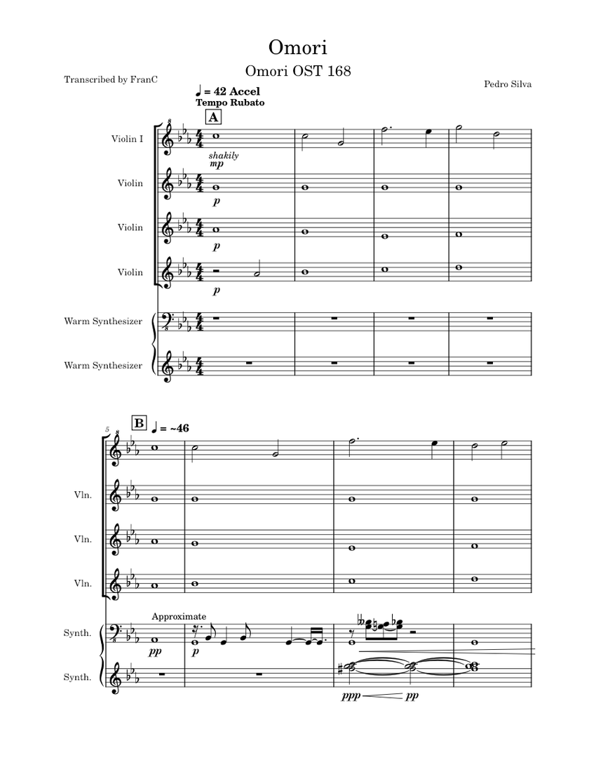 OMORI OST - 168 OMORI – Pedro Silva OMORI OST - 168 OMORI - Pedro Silva Sheet music for Piano ...