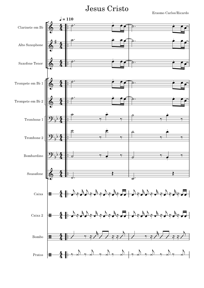 Jesus cristo – Roberto Carlos Sheet Music for Trombone, Tuba, Saxophone ...