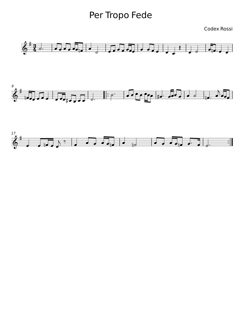 Per Tropo Fede Sheet music for Piano (Solo) Easy | Musescore.com