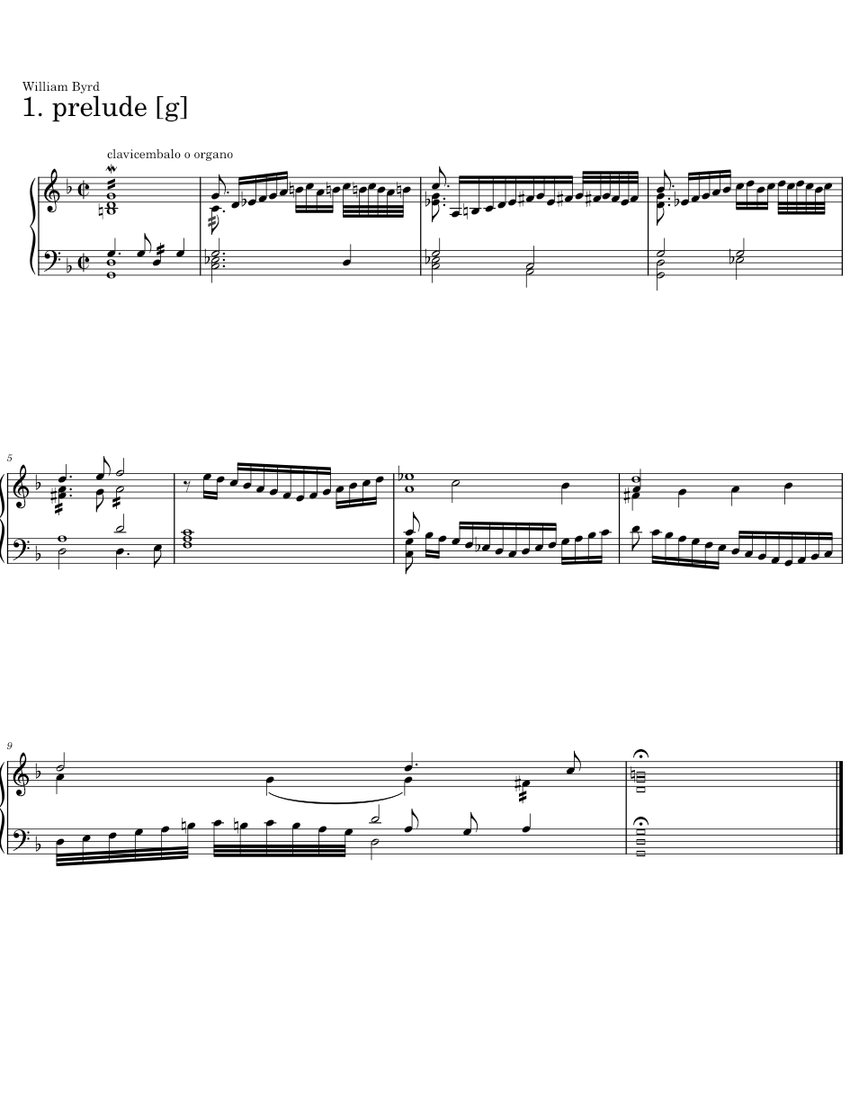 1 prelude [g] – William Byrd Sheet music for Organ (Solo) | Musescore.com