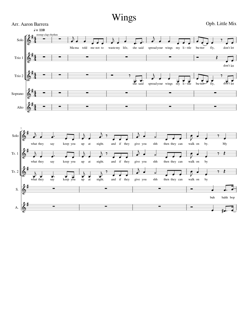 Wings Sheet music for Soprano, Alto, Vocals (Choral) | Musescore.com