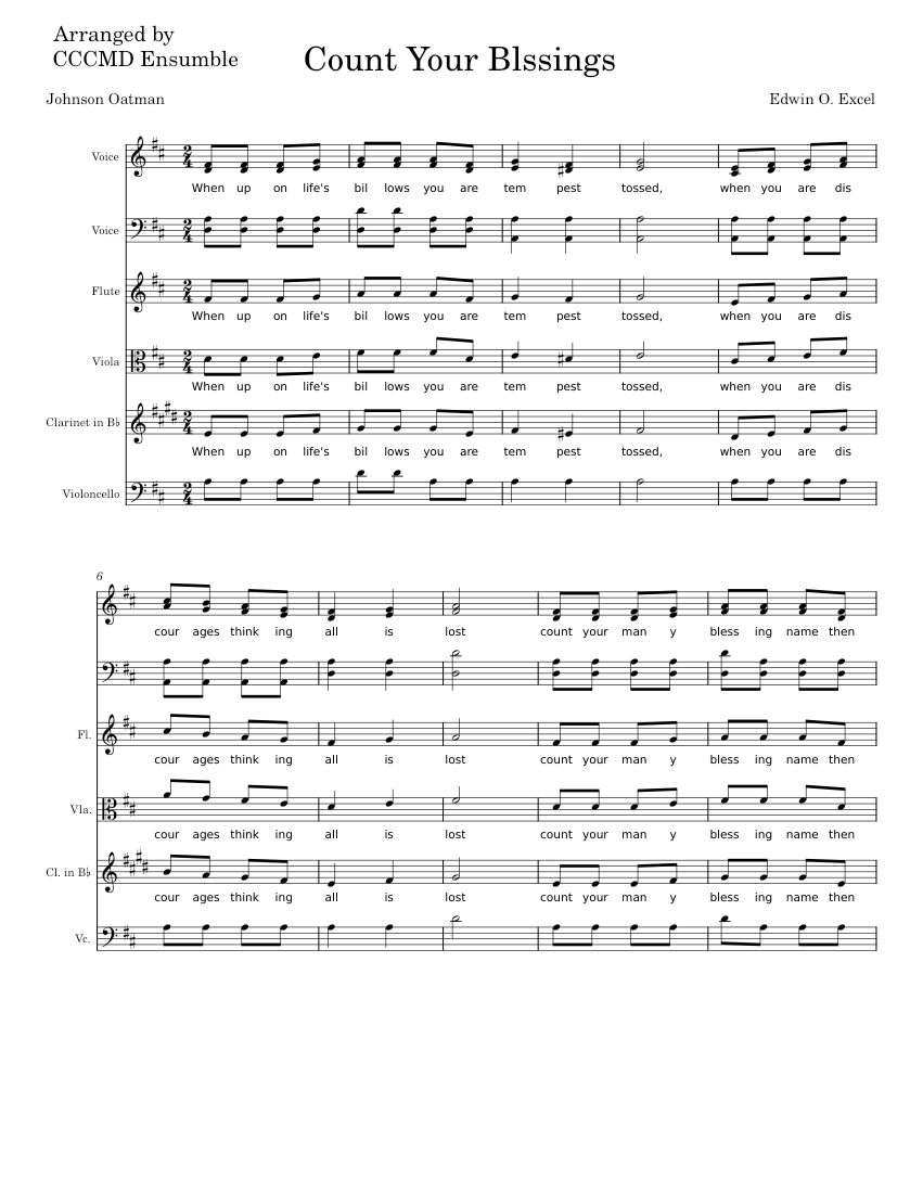 Count your blessings – Edwin O. Excell Sheet music for Flute, Viola ...