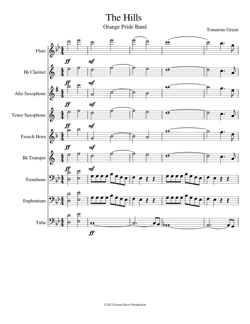 1st Score Sheet music for Trumpet (In B Flat), Trombone, Flute, Clarinet (In B Flat) & more ...