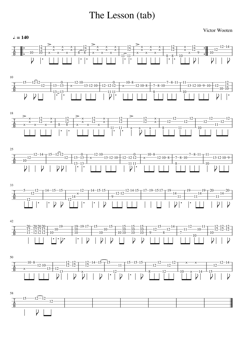 The Lesson (tab) Sheet Music for Bass guitar (Solo) | MuseScore.com