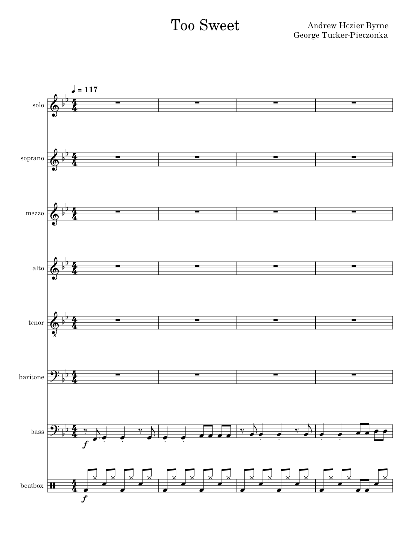 Too Sweet - Andrew Hozier Byrne Sheet Music for Bass guitar, Drum group, Synthesizer (Mixed ...
