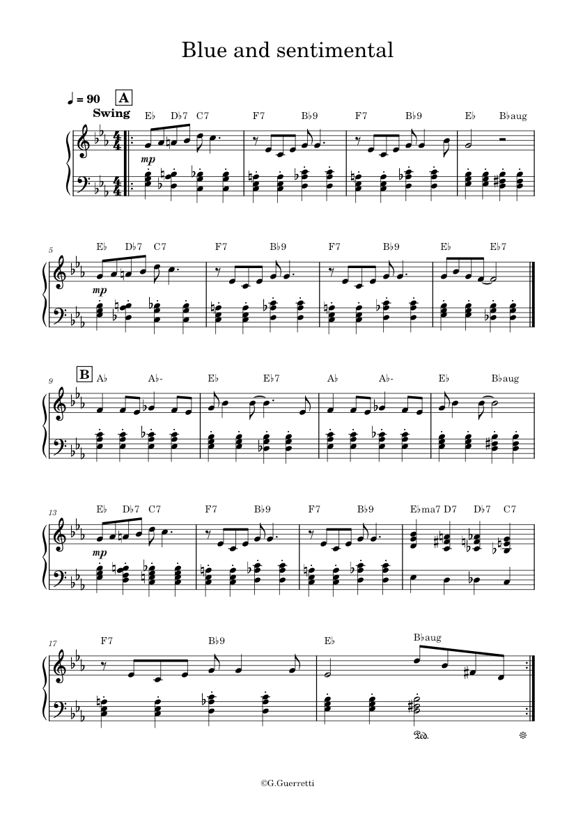 Blue and sentimental – C.Basie Sheet Music with Chords for Piano (Solo ...