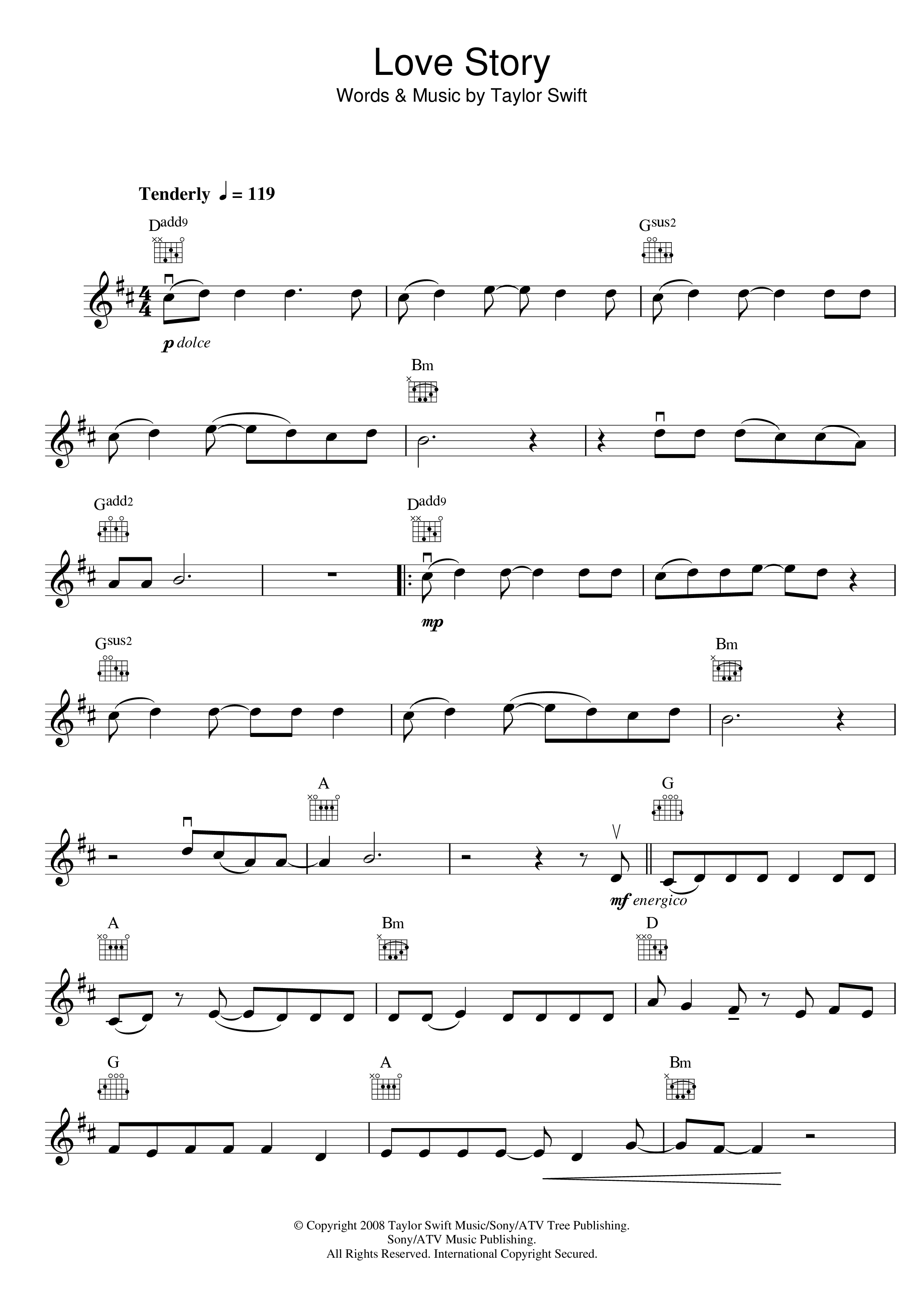 Play Official version of Love story sheet music by Taylor Swift for Violin | MuseScore.com