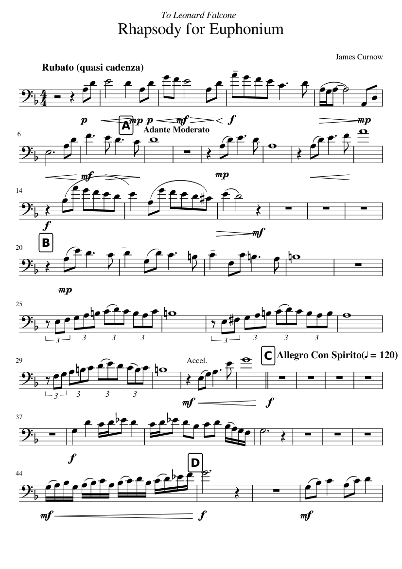 Rhapsody for Euphonium Sheet Music for Euphonium (Solo) | MuseScore.com
