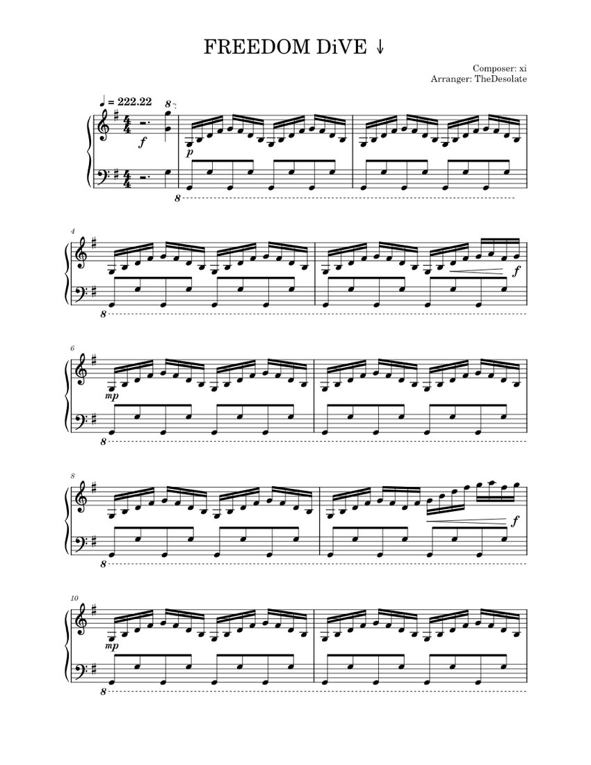 Freedom Dive – xi (Piano Arrangement) Sheet music for Piano (Solo ...