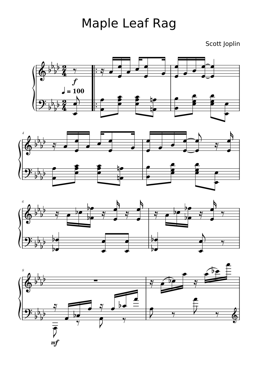 Maple leaf rag – Scott Joplin Maple Leaf Rag Scott Joplin - AMEB piano ...