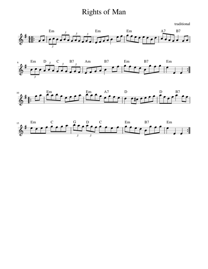 Traditional music - Rights of Man Sheet music for Piano (Solo ...