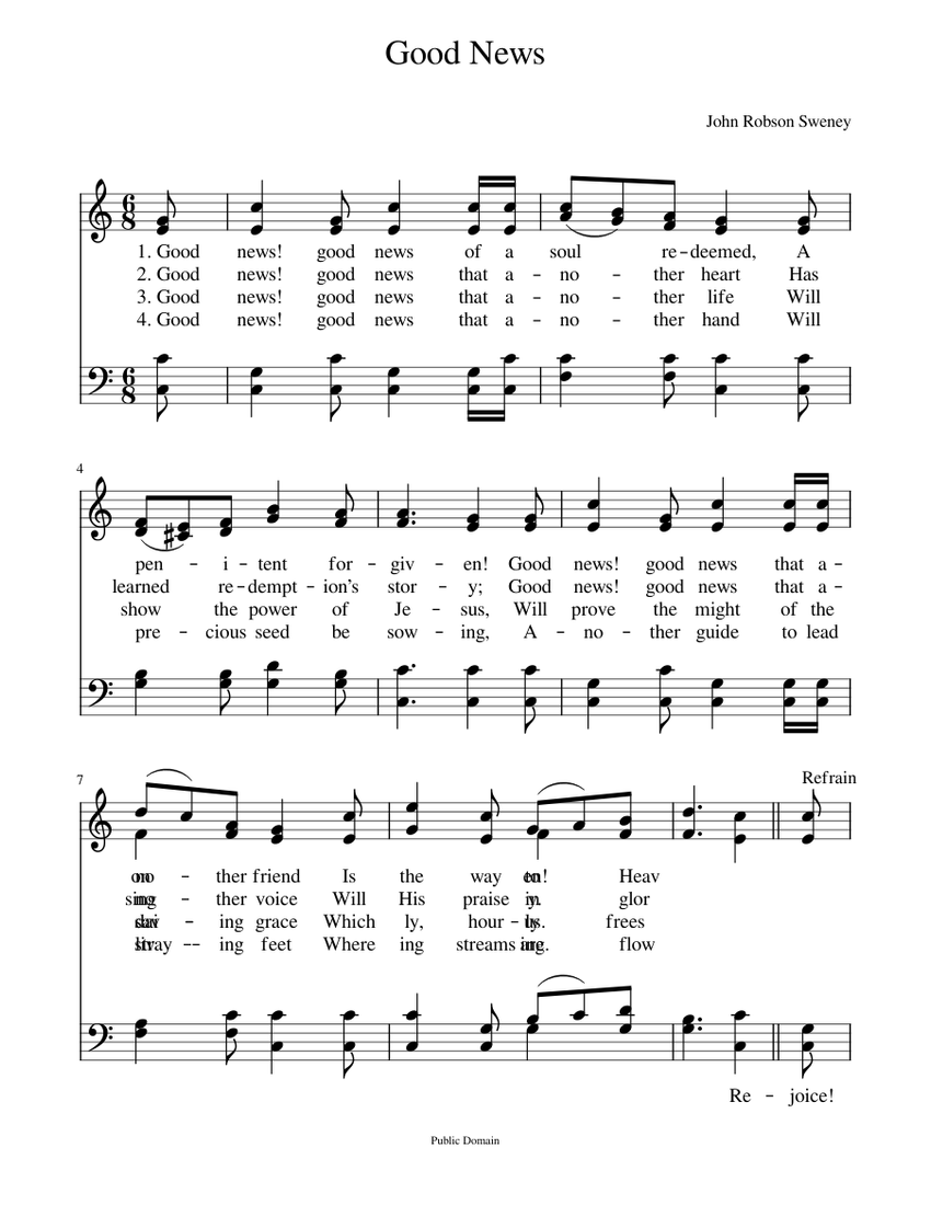 Good news! good news of a soul redeemed - John Robson Sweney - piano ...