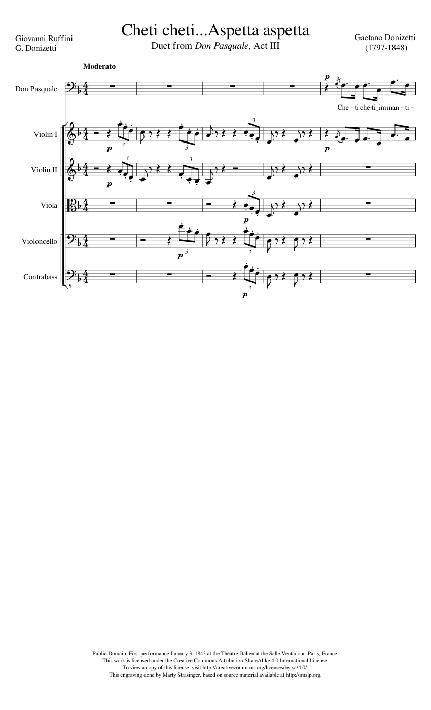 Don Pasquale- Cheti cheti... Aspetta aspetta Sheet music for Bass voice ...