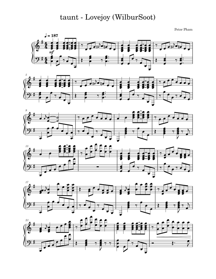 taunt - Lovejoy (WilburSoot) Sheet music for Piano (Solo) | Musescore.com