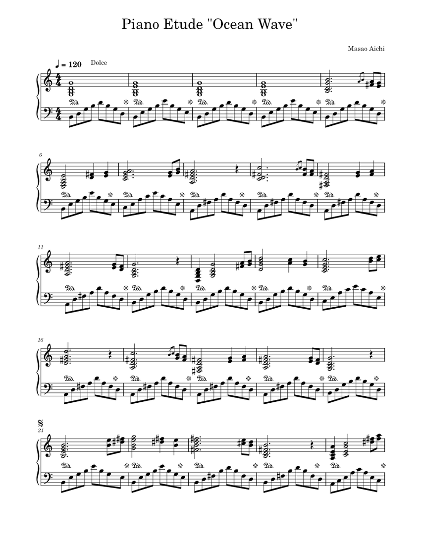 Piano Etude "Ocean Wave" Sheet music for Piano (Solo) Easy | Musescore.com