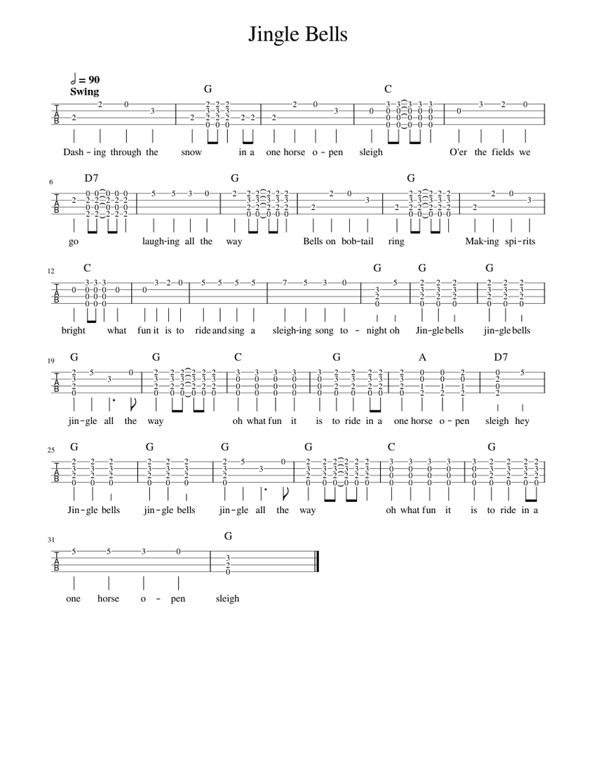 Jingle Bells - Ukulele Chord Melody Sheet music for Ukulele (Solo ...