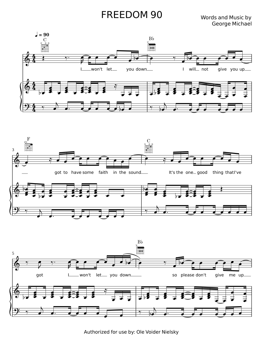 Freedom 90 - George Michael Sheet music for Piano, Synthesizer (Mixed ...