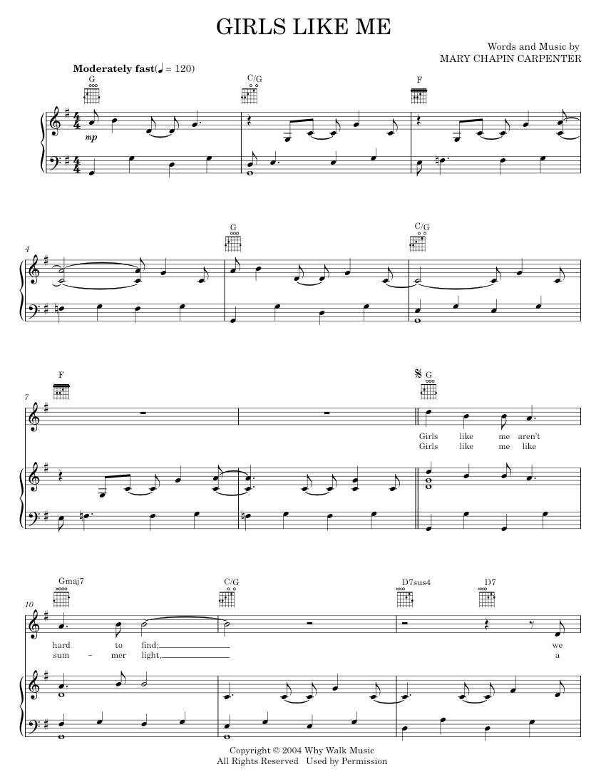 Play Official version of Girls Like Me Sheet Music by John Lennon for ...