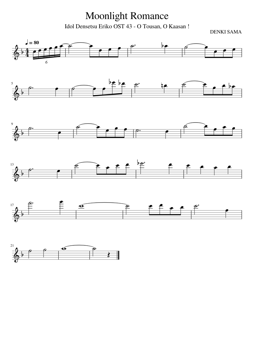 Moonlight Romance - DENKI SAMA Sheet Music for Strings group (Solo ...