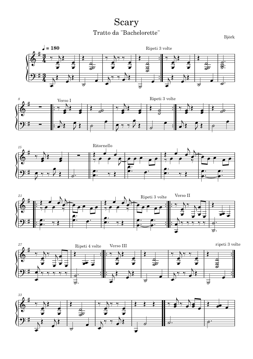Scary – Björk Sheet Music for Harpsichord (Solo) | MuseScore.com