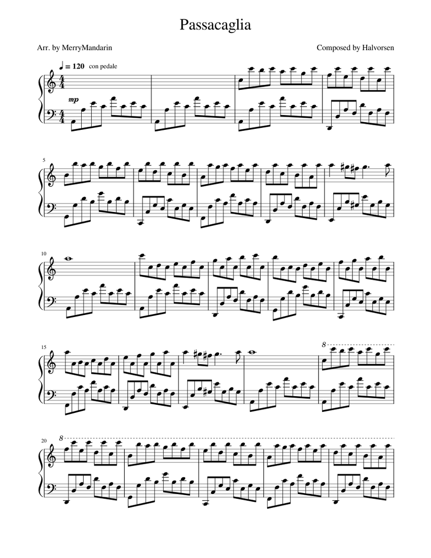 Passacaglia – Johan Halvorsen Sheet music for Piano (Solo) Easy ...